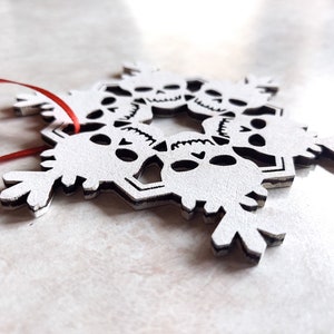 SVG Skull Snowflake Ornament - Creepy Gothic Wooden Holiday Halloween ...
