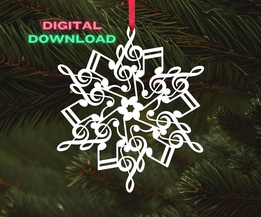SVG Personalizable Music Snowflake Ornament Wooden Christmas Decoration ...