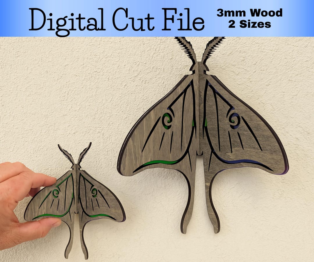 3D Hanging Wall SVG Cut File of Luna Moths - Layered Gothic Design for ...
