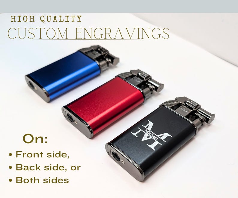 Personalized Gun Lighter With Two Flames - Refillable Windproof Butane ...