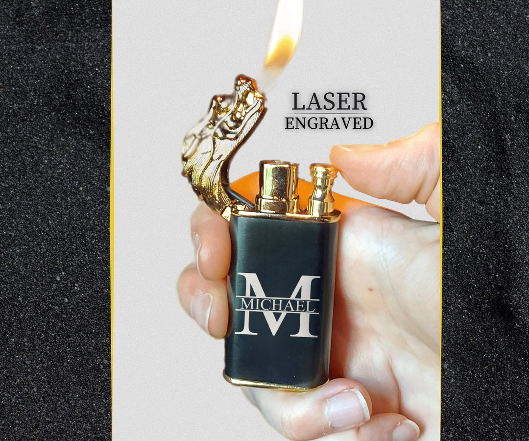 Personalized Dragon Lighter With Two Flames - Refillable Windproof ...