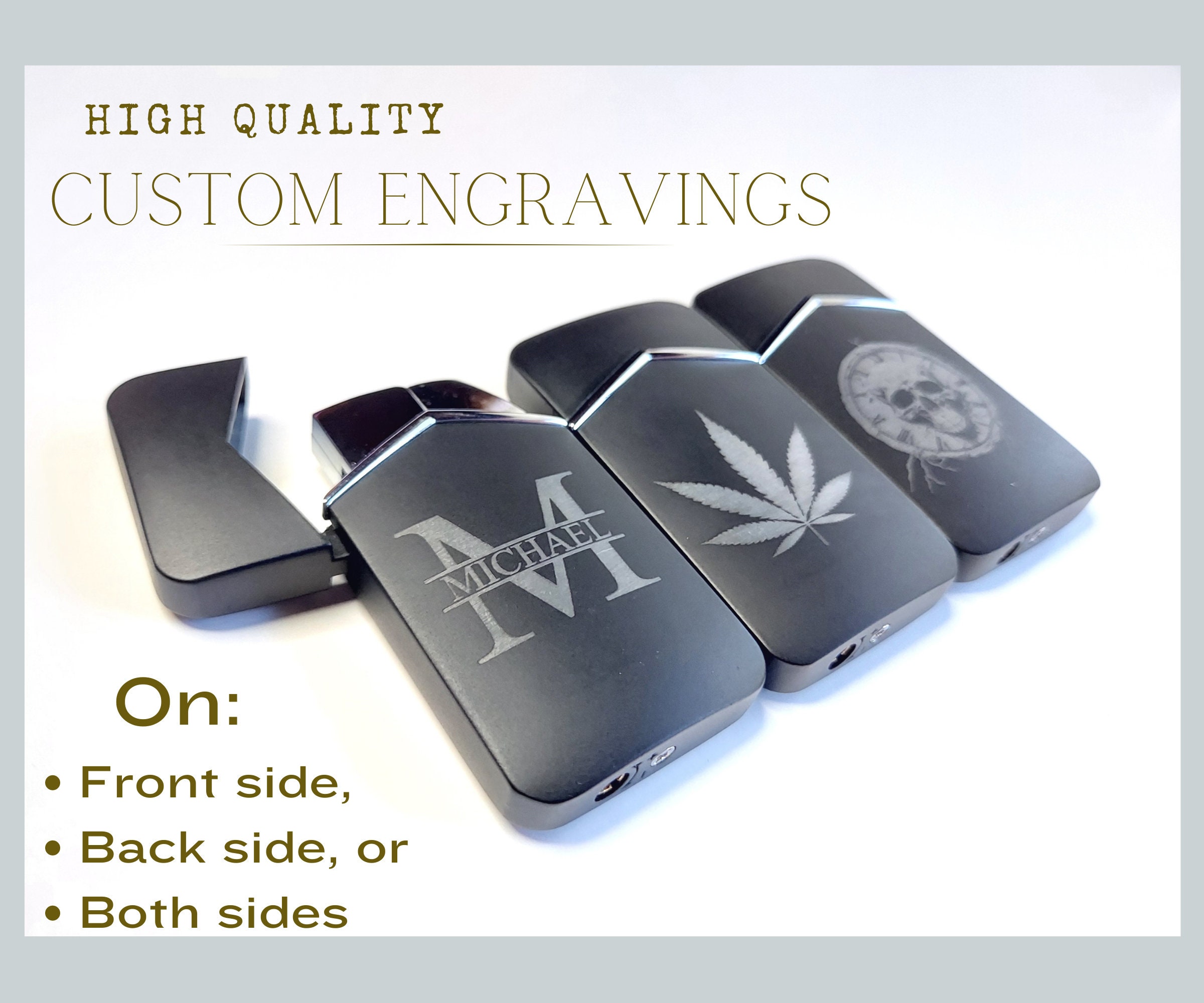 Personalized Lighter With Green Flame - Refillable Windproof Butane Gas ...