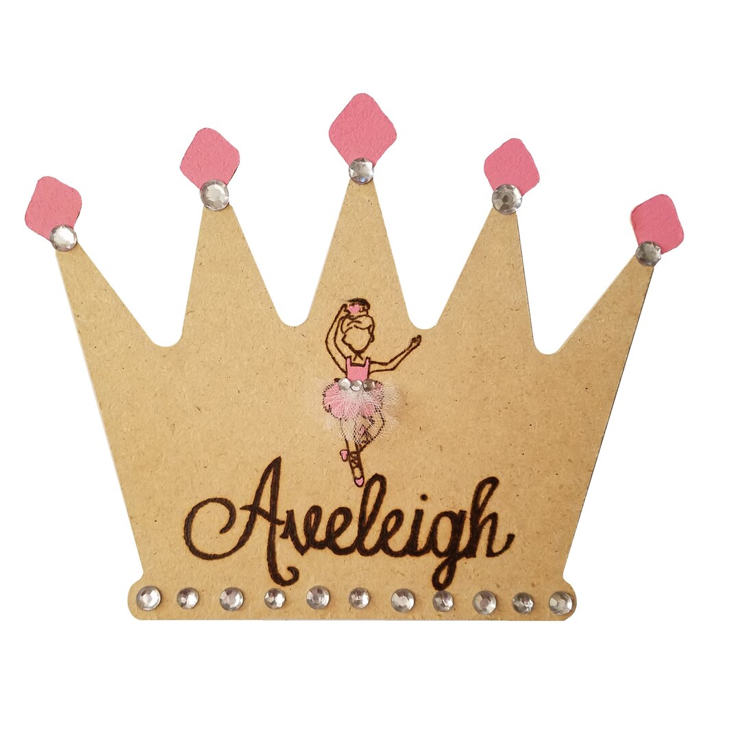 Princess Crown Name Sign, Girls Princess Décor, Ballerina Crown Name ...