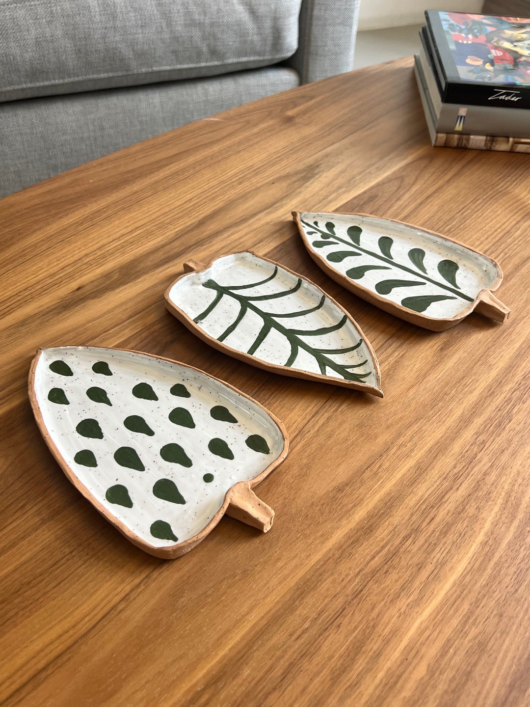 Leaf Shape Plate Set Handmade in Ceramic /speckled Brown Clay. Dish ...