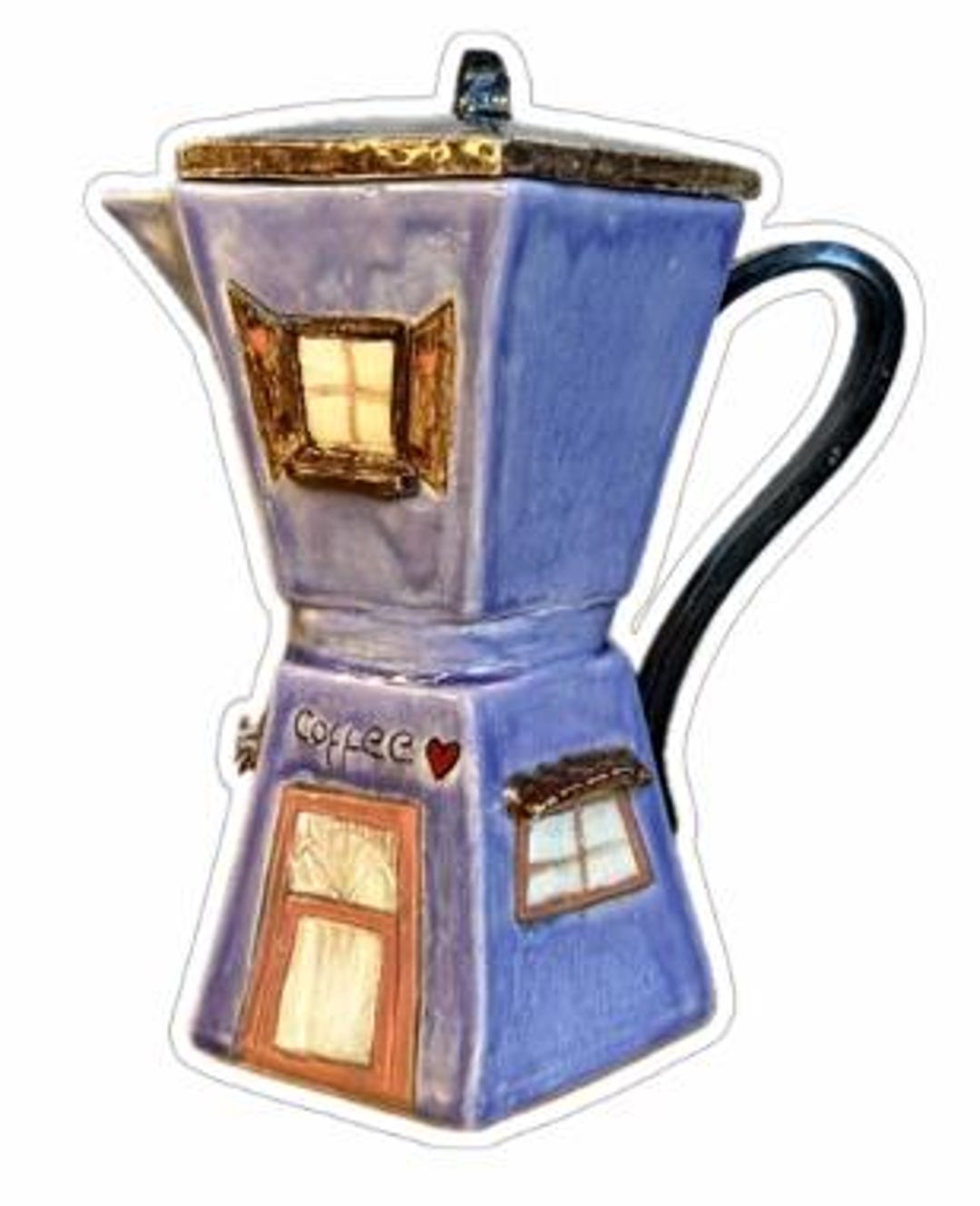 Cottage Moka Coffee Pot Pottery Template: DIY Clay Slab Hand Building ...