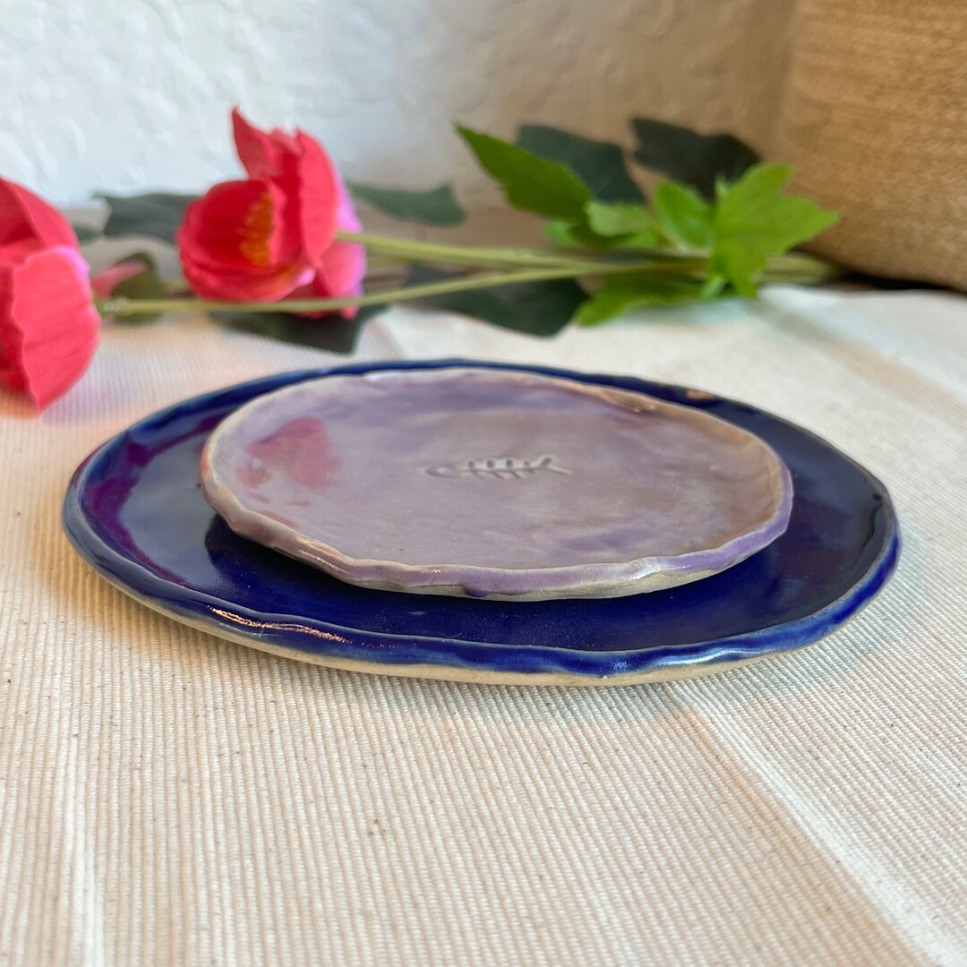 Handmade Ceramic Nesting Plate Set: Fishbone Print Pottery - Etsy