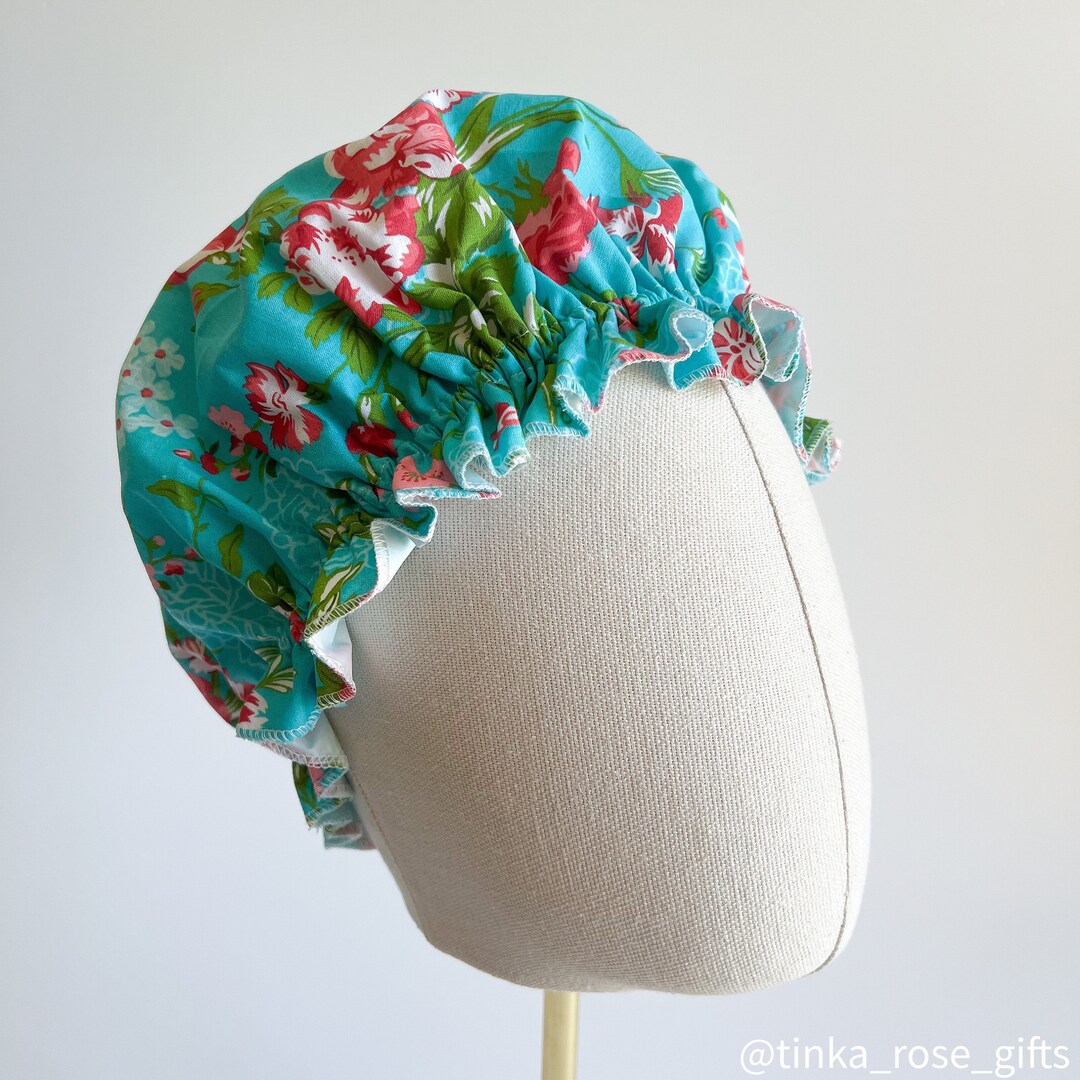 Blue N Pink Floral Shower Cap - Etsy
