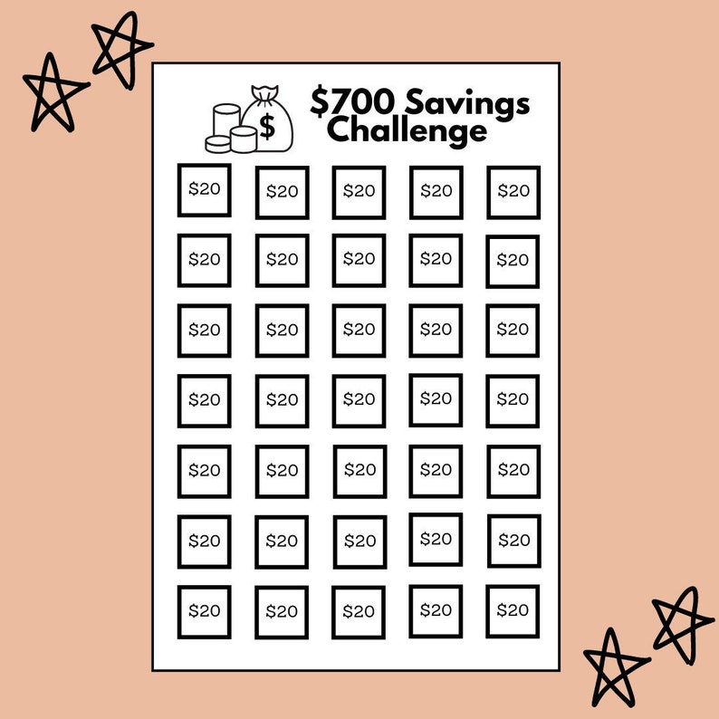 700 Saving Challenge Budget Tracker A6 Digital Download - Etsy