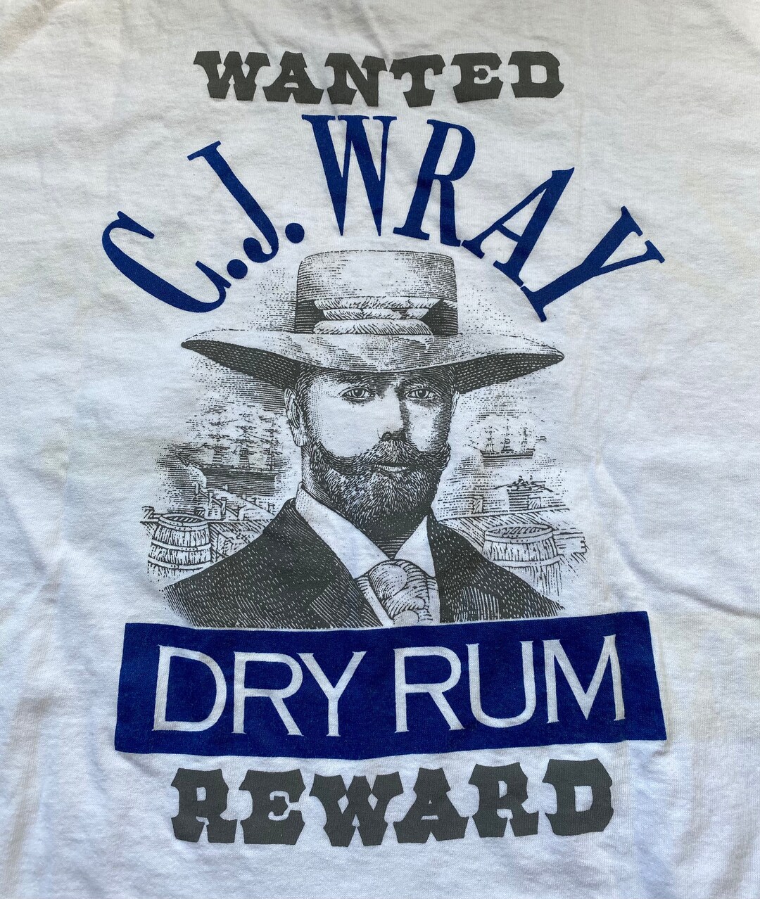 Vintage Mens XL C.J. Wray Wanted Dry Rum Reward Single Stitch T-shirt ...