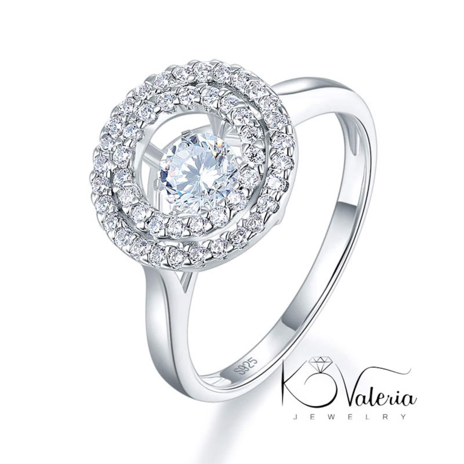 Lab Created Diamond Ring Motion Ring Double Halo Ring 925 - Etsy