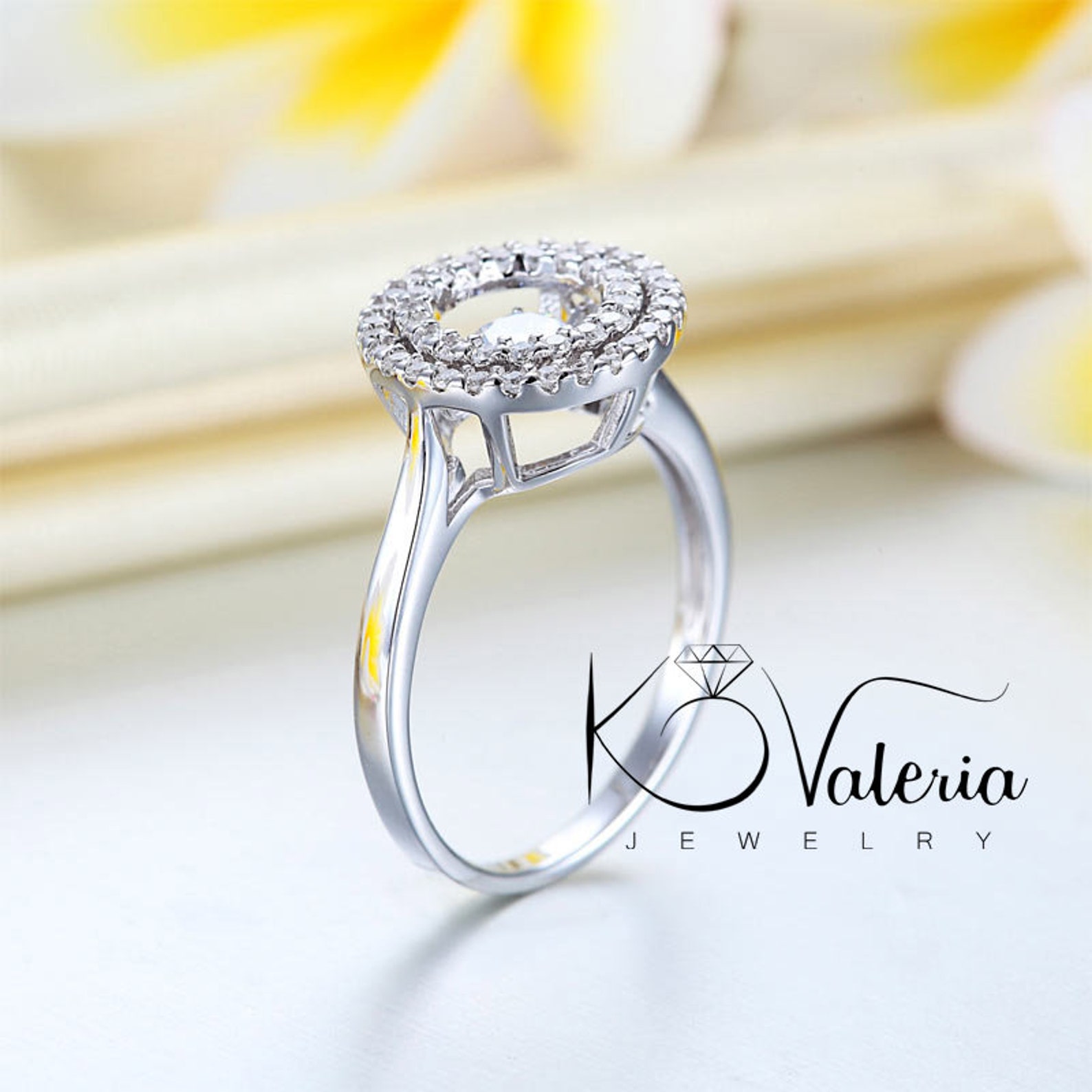 Lab Created Diamond Ring Motion Ring Double Halo Ring 925 - Etsy