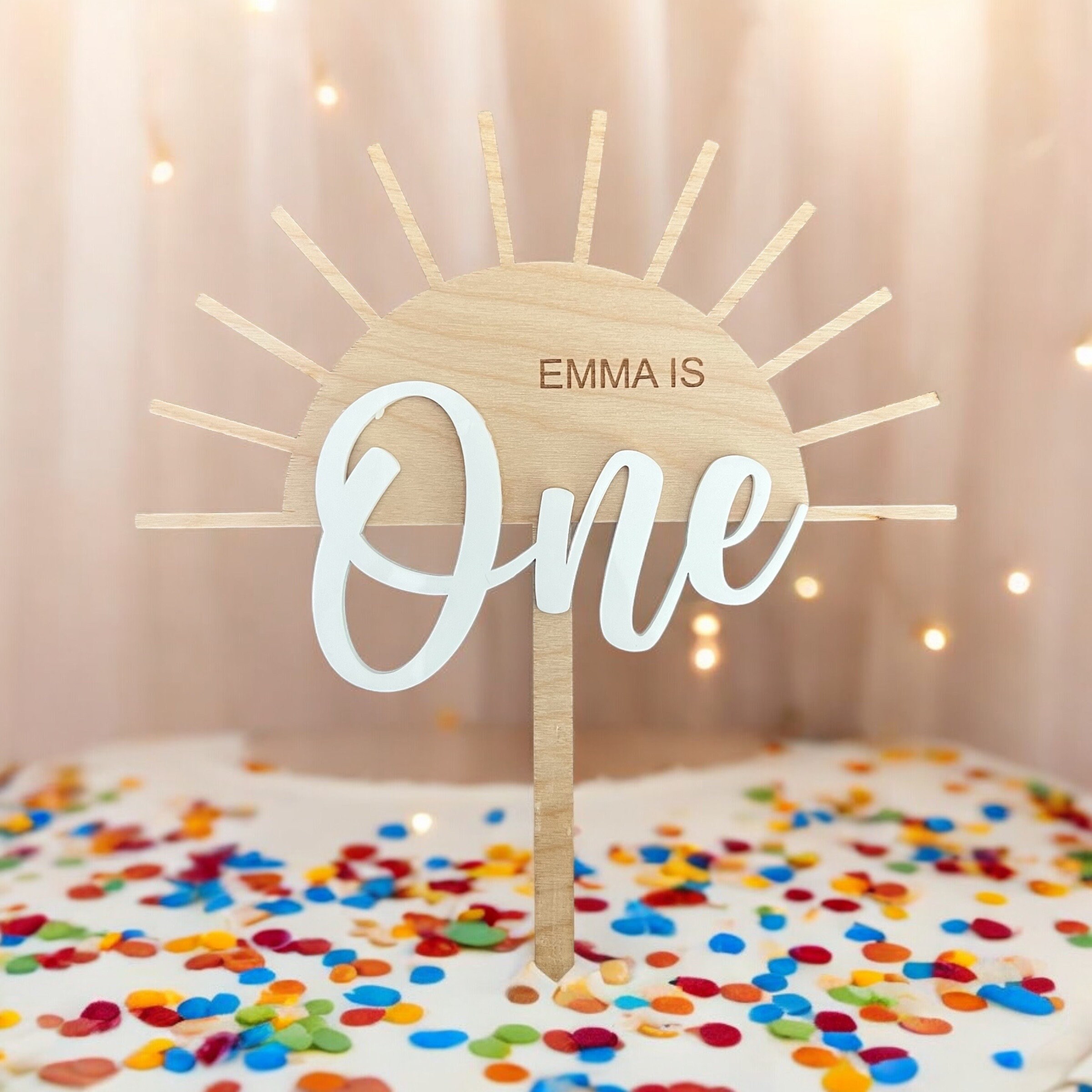Sunshine Cake Smash Topper, Birthday Party Decor, Wooden Acrylic Cake ...