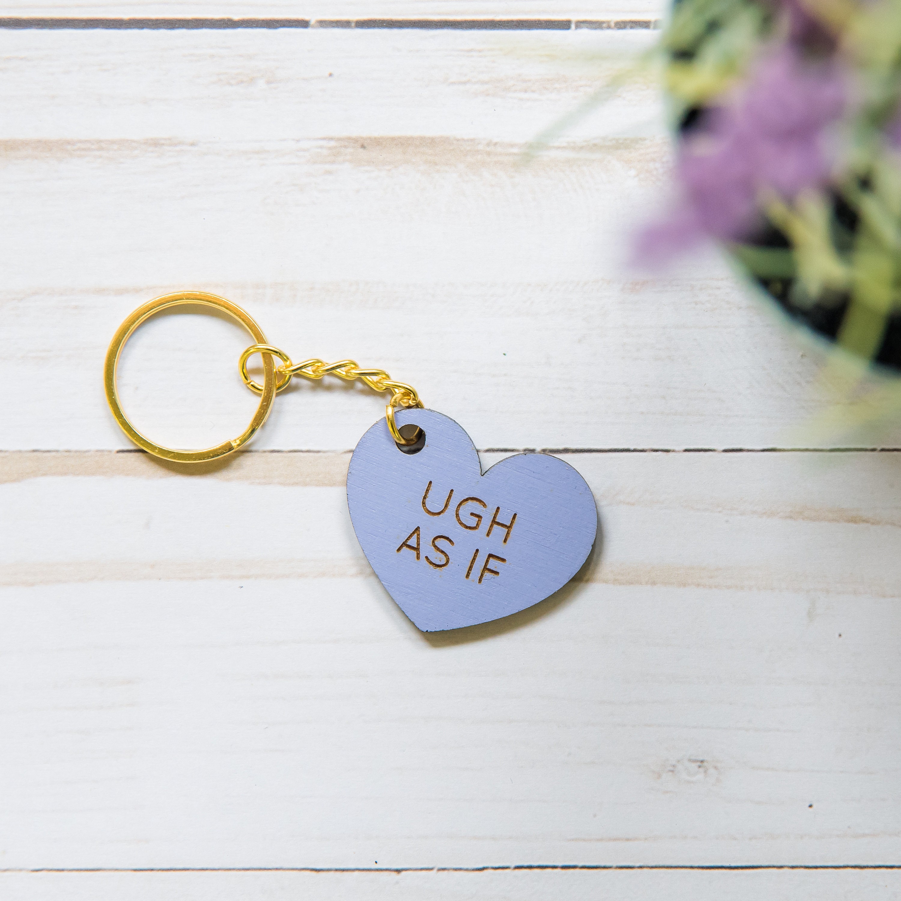 Lasercut Wood "ugh as If" Candy Heart Keychain - Etsy