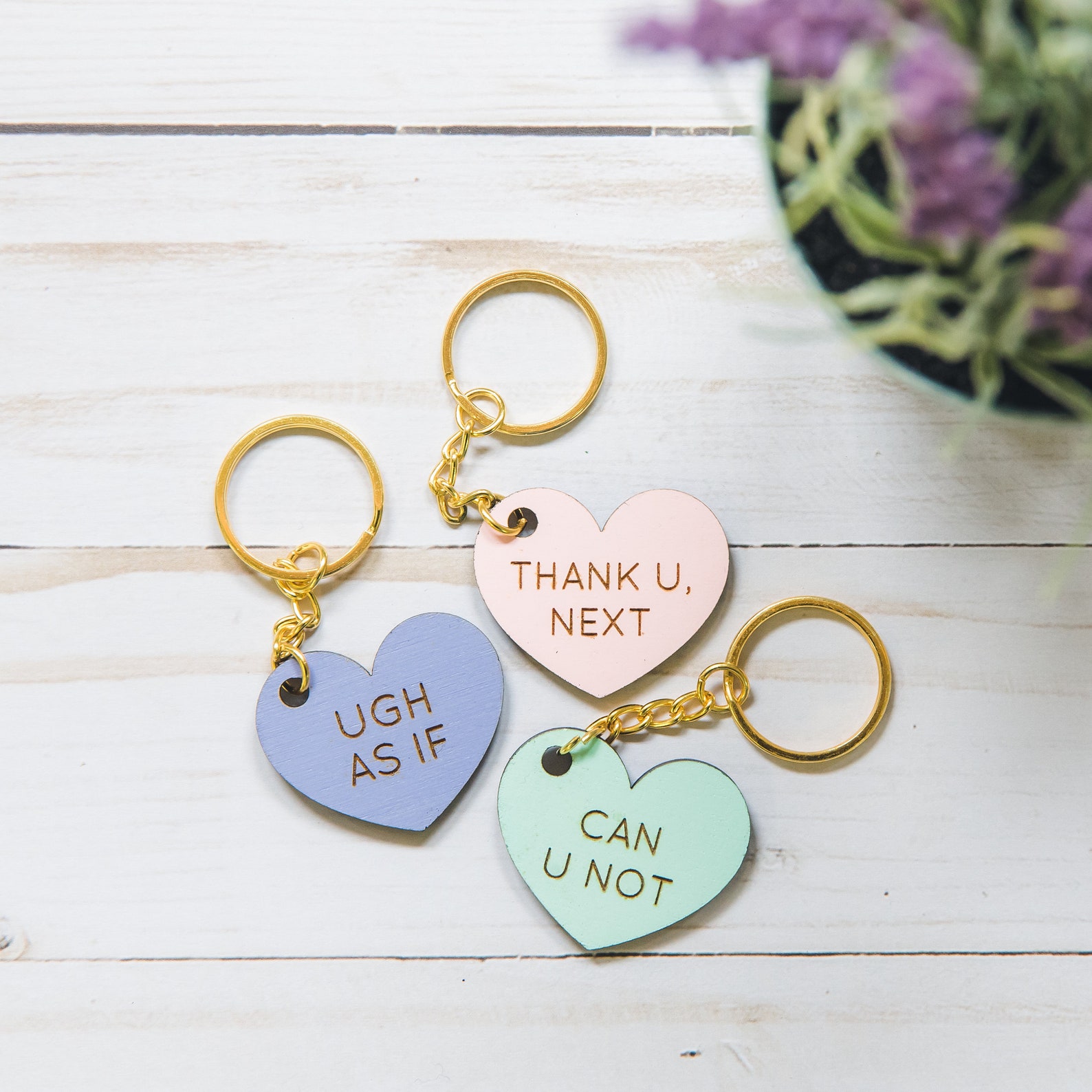 Lasercut Wood "ugh as If" Candy Heart Keychain - Etsy