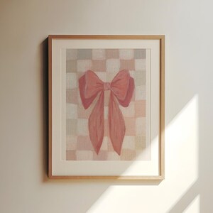 Pink Bow Wall Art Unframed Original Oil Painting Print for Nursery Girl ...