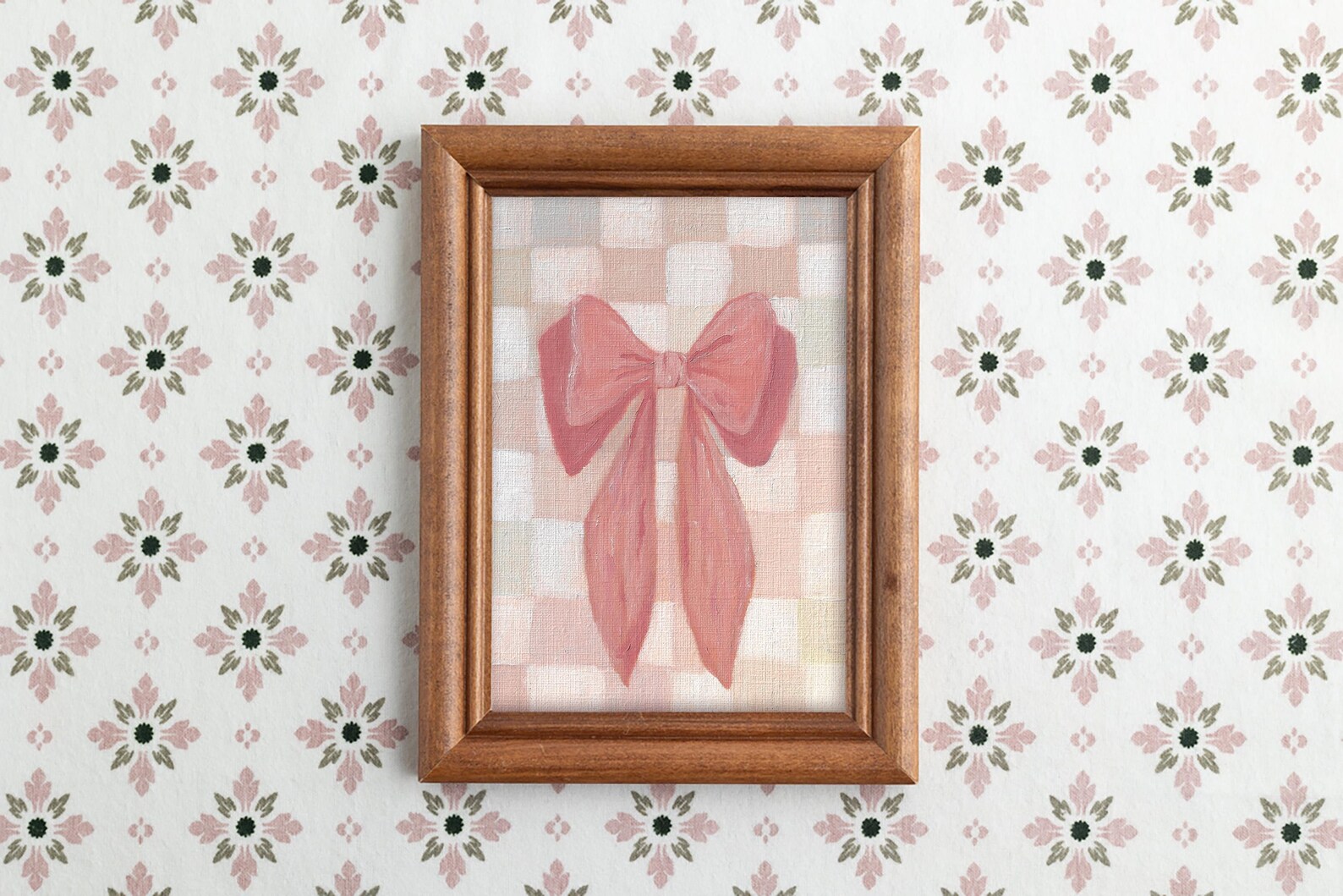 Pink Bow Wall Art Unframed Original Oil Painting Print for Nursery Girl ...