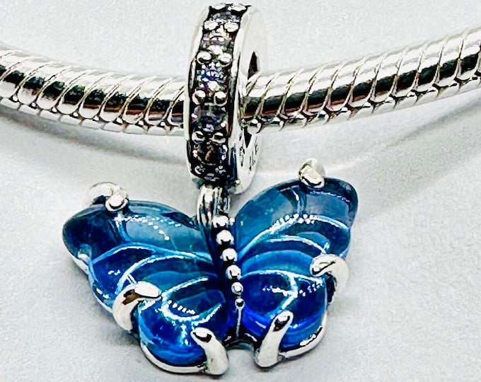 Pandora Charms, Pandora Blue Murano Glass Butterfly Dangle Charm ...