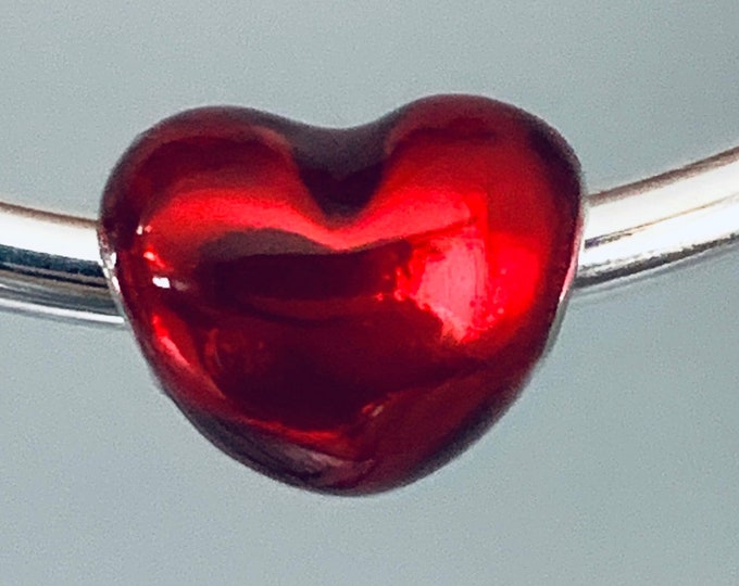 Authentic Pandora METALLIC RED Heart Charm /pandora Dangle Charms ...