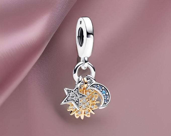 Authentic Pandora Charms, Pandora Two-tone Celestial Triple Dangle ...