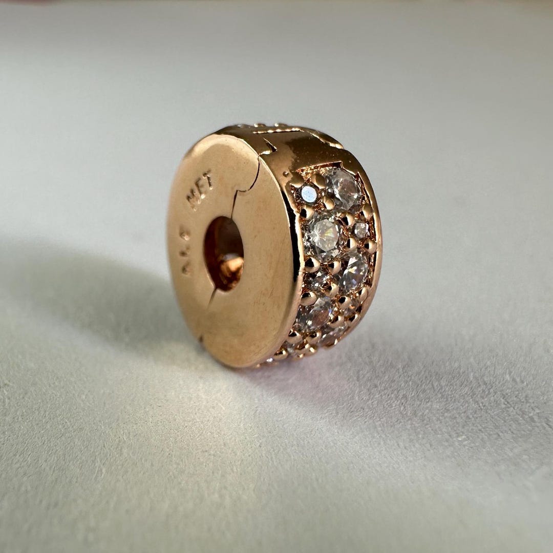 Authentic Pandora Charms/ Pandora Rose Gold CLEAR Stone Clip /pandora ...