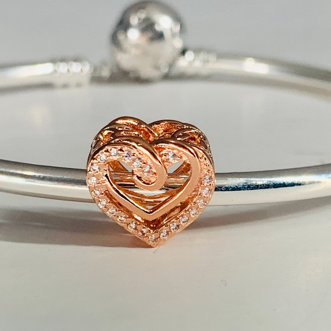 Authentic Pandora Charms/rose GOLD Sparkling Entwined Hearts/pandora ...
