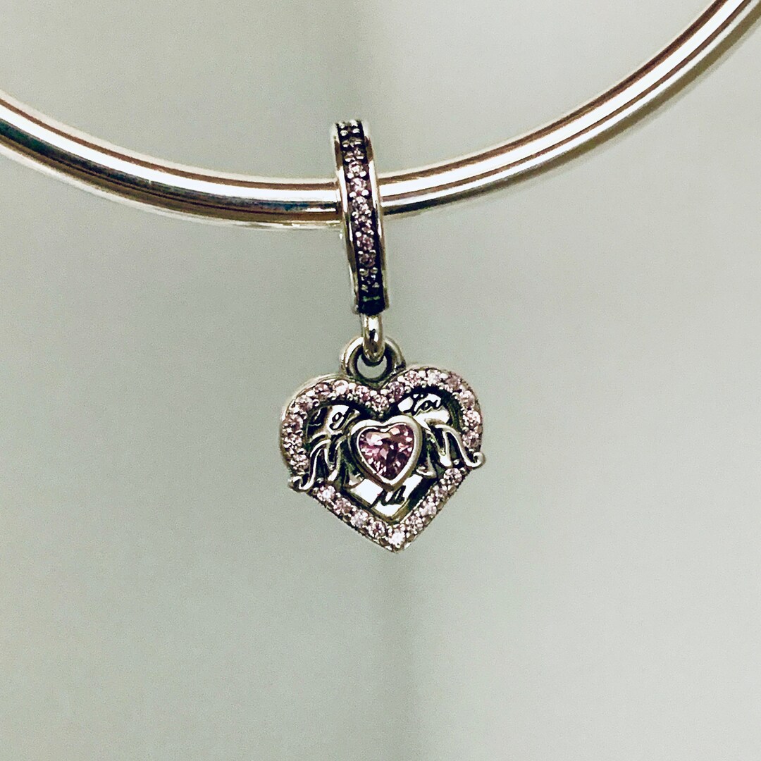 Authentic Pandora Charms /pandora Silver Heart & MOM Dangle Charm ...