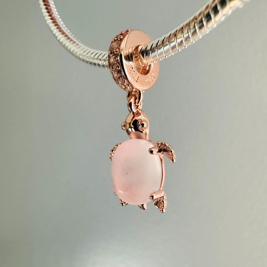 Authentic Pandora Charm/ ROSE GOLD Murano Glass Sea TURTLE Dangle ...