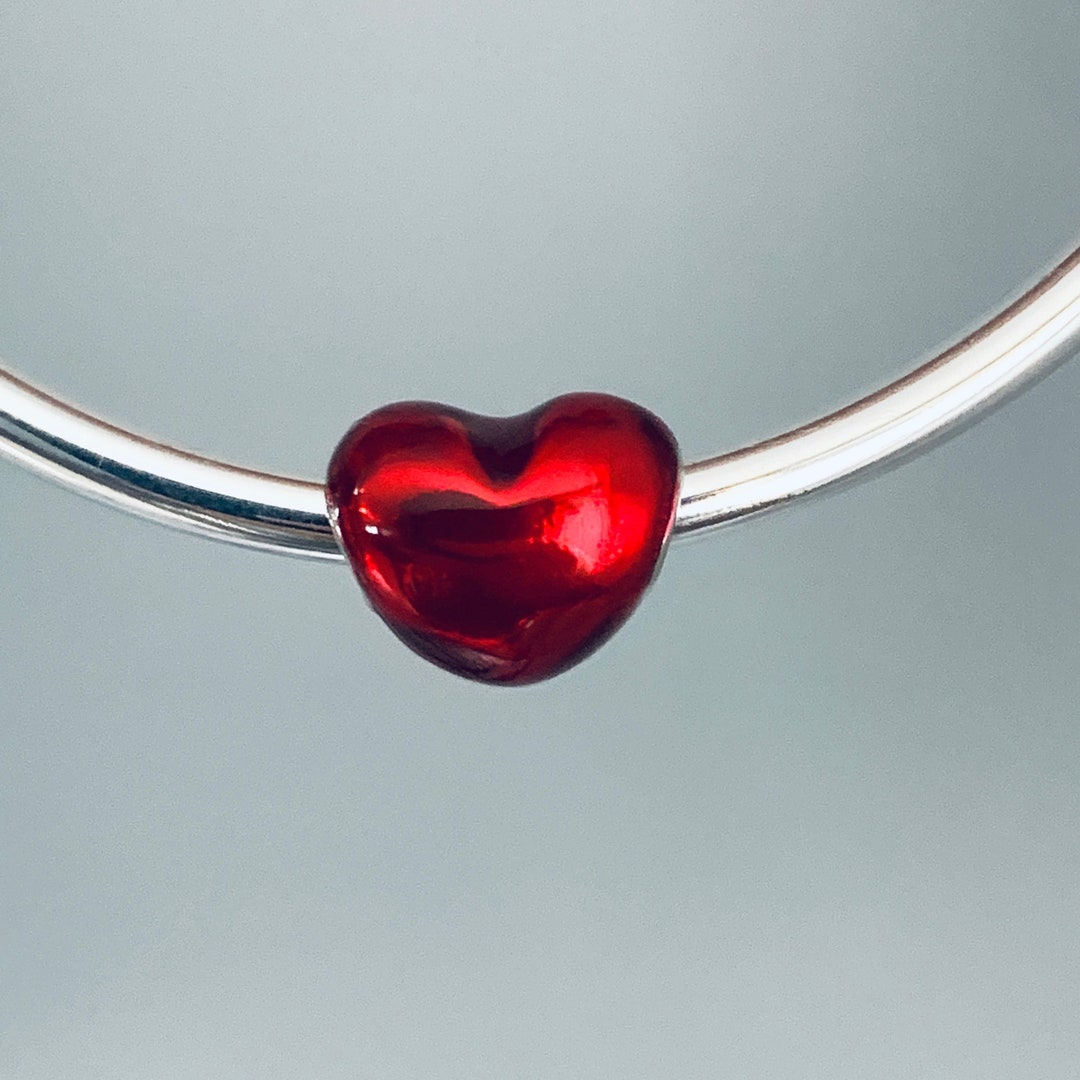 Authentic Pandora METALLIC RED Heart Charm /pandora Dangle Charms ...