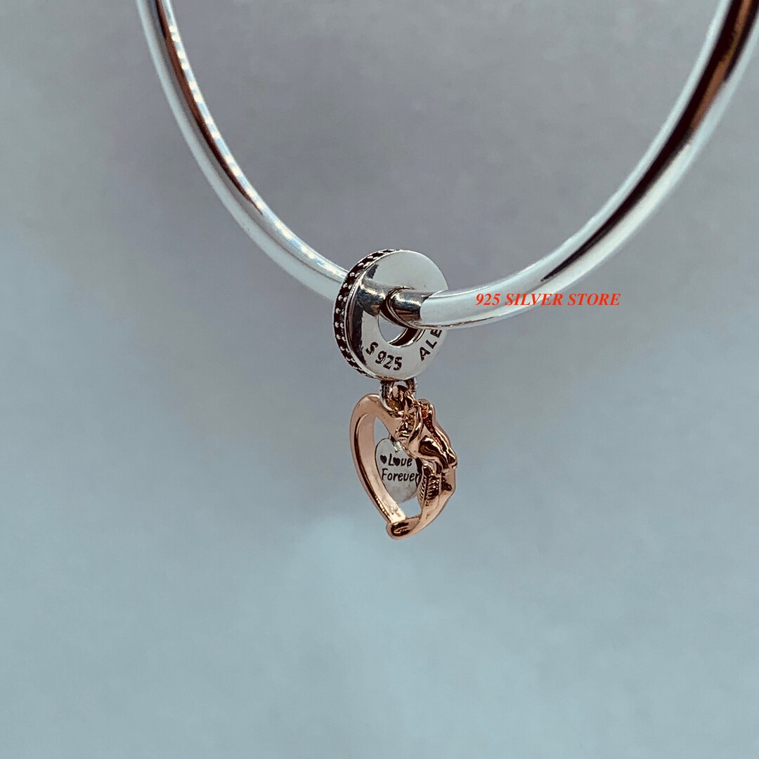 Authentic Pandora Charms, Pandora Heart & Rose Flower Dangle Charm ...