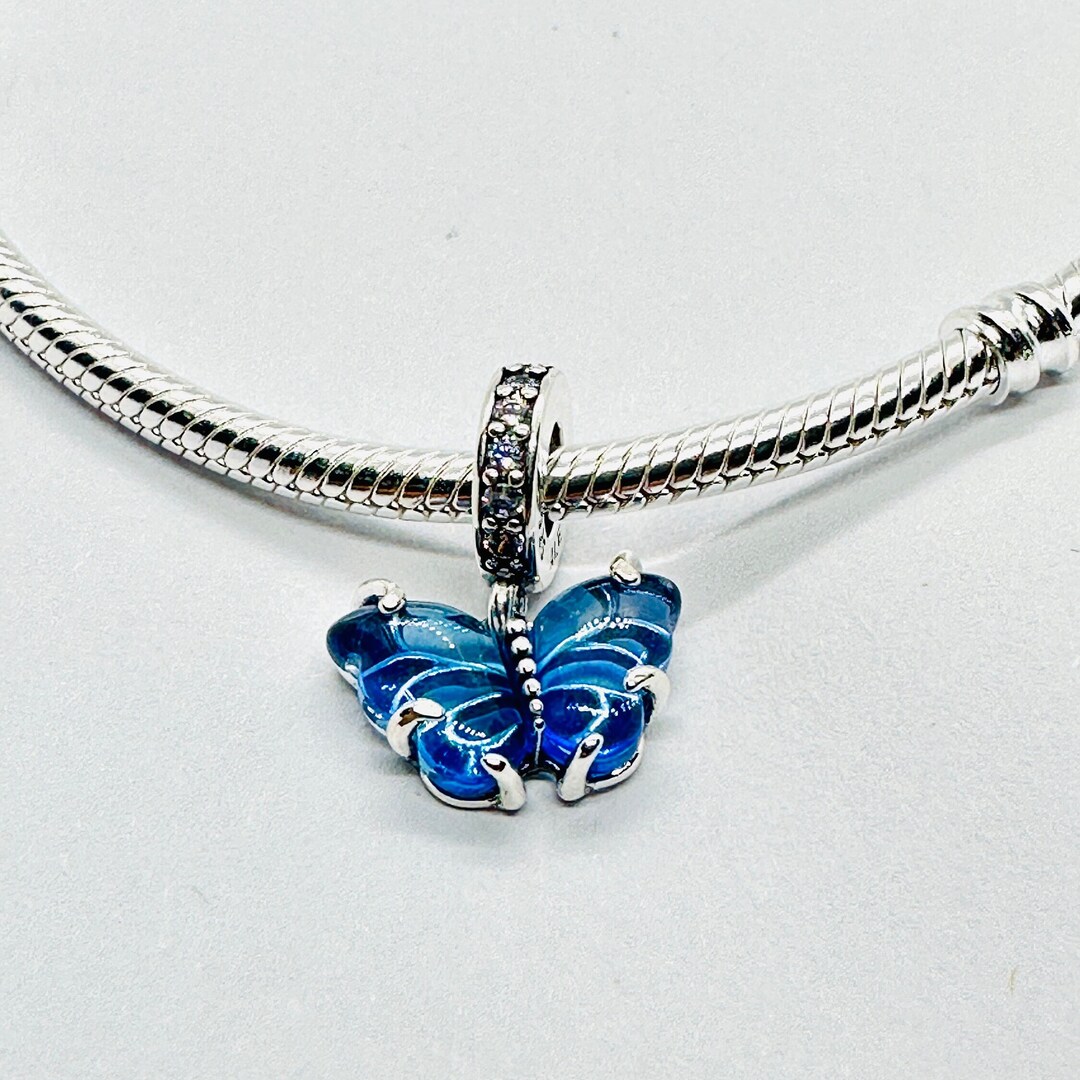 Pandora Charms, Pandora Blue Murano Glass Butterfly Dangle Charm ...