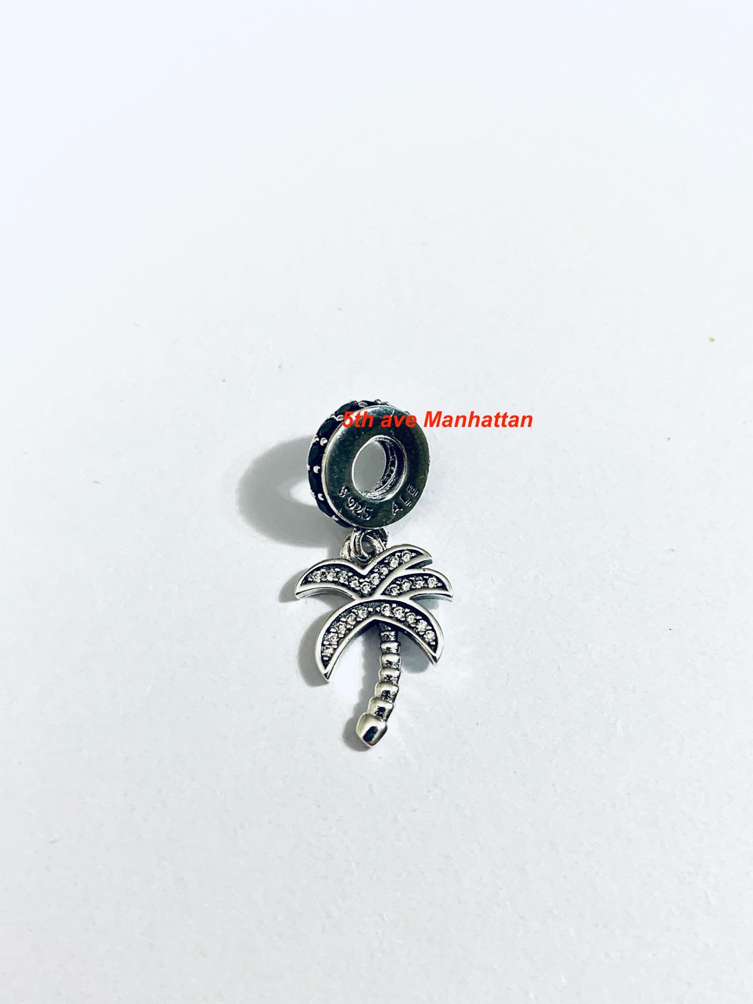 Silver Dangle Charm Sparkling PALM TREE Vacation Beach / Pandora ...