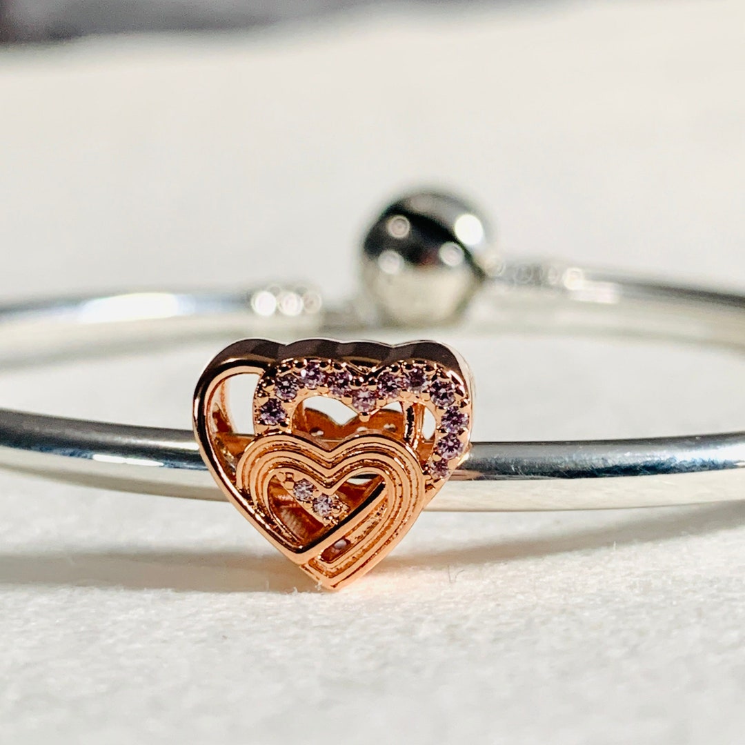 Rose Gold Intertwined Love Hearts Charm 789529C01 /pandora Dangle ...