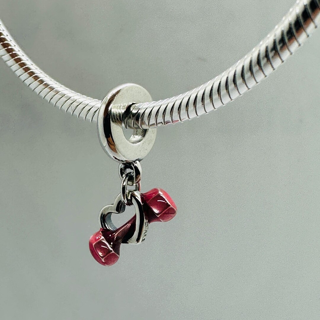 Authentic Pandora Charms/ Pandora Dumbbell Heart Dangle Charm /silver ...