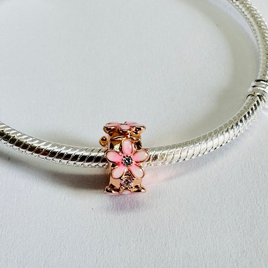 Pandora Charms, Pandora Rose Gold Pink DAISY SPACER CLIP Charm ...