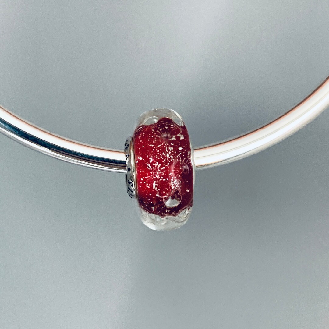 Wavy Fancy Pink Murano Glass Charm /pandora Dangle Charms/pandora ...