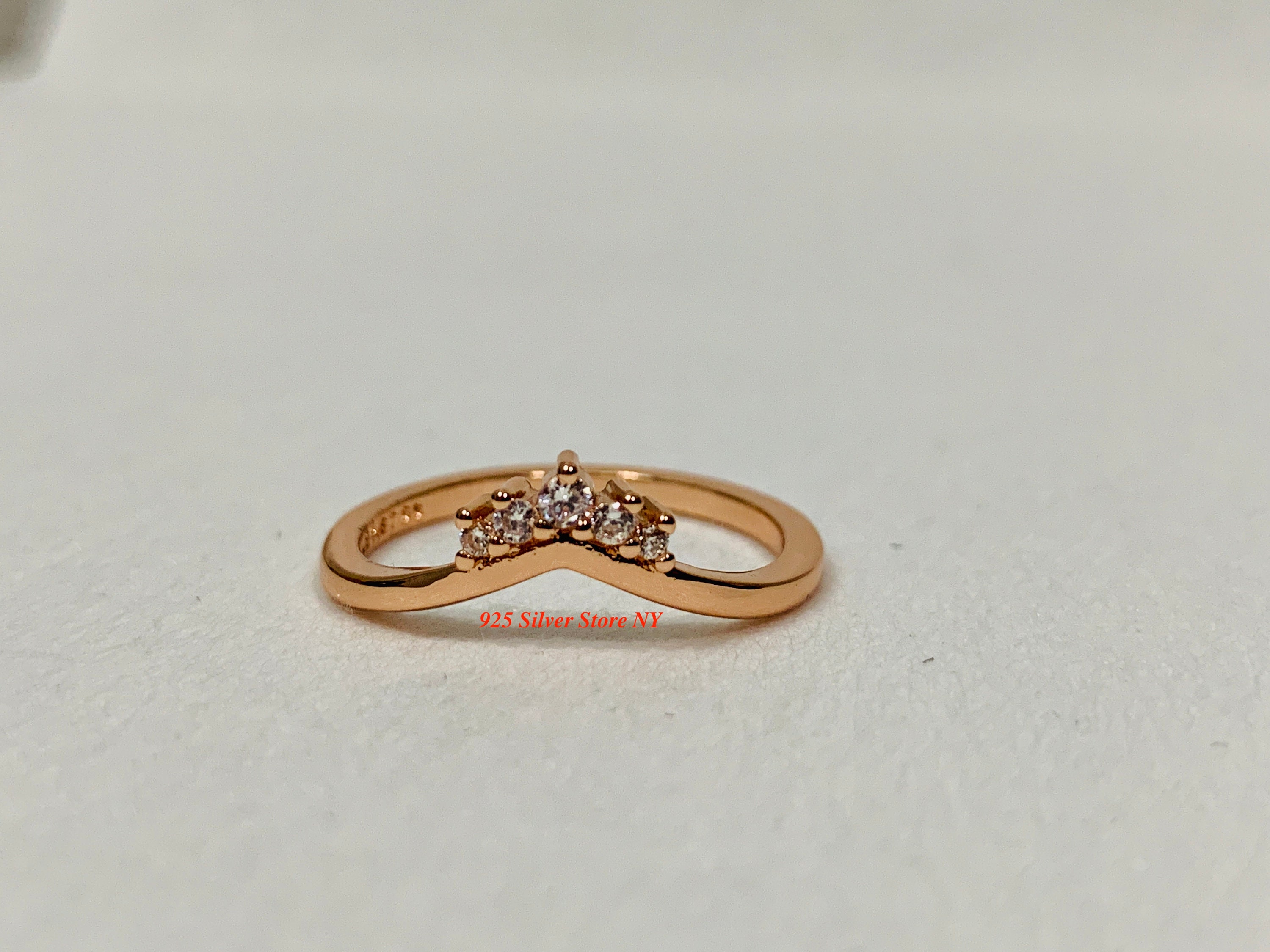 Rose Gold Tiara Wishbone Ring CZ / Pandora Bracelet /pandora | Etsy