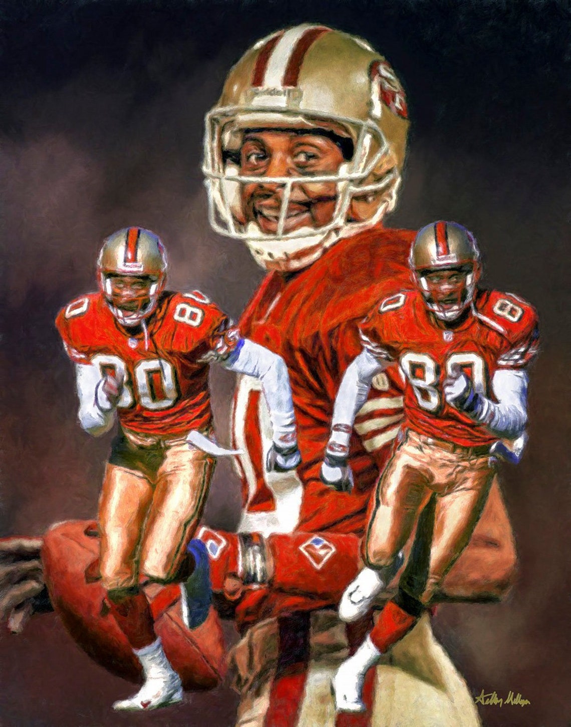 Jerry Rice San Francisco 49ers 3 NFL Football Art Print 11x14 - 48x36 ...