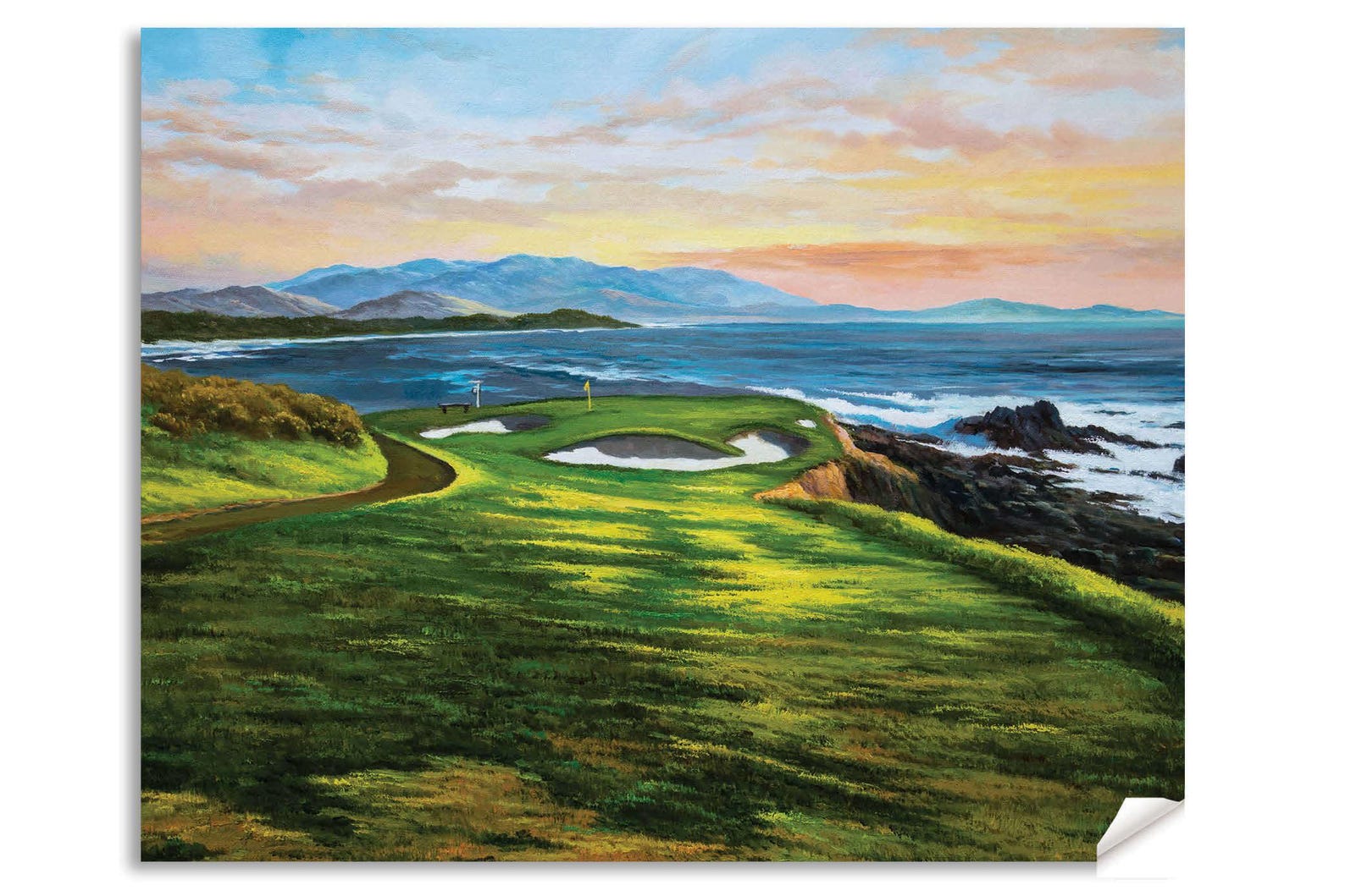 Pebble Beach Golf Links Club Hole 7 Golf Course Oil Painting Art Print ...