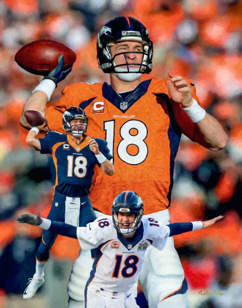 Peyton Manning Denver Broncos NFL Football QB Quarterback Art 1AM3 8x10 ...