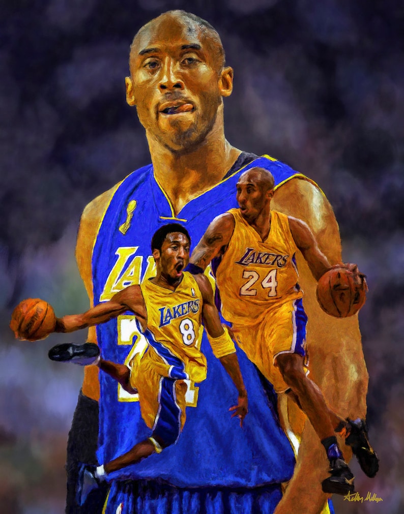 Kobe Bryant LA Lakers 1 NBA Basketball Art Print 11x14 - 48x36 - Etsy