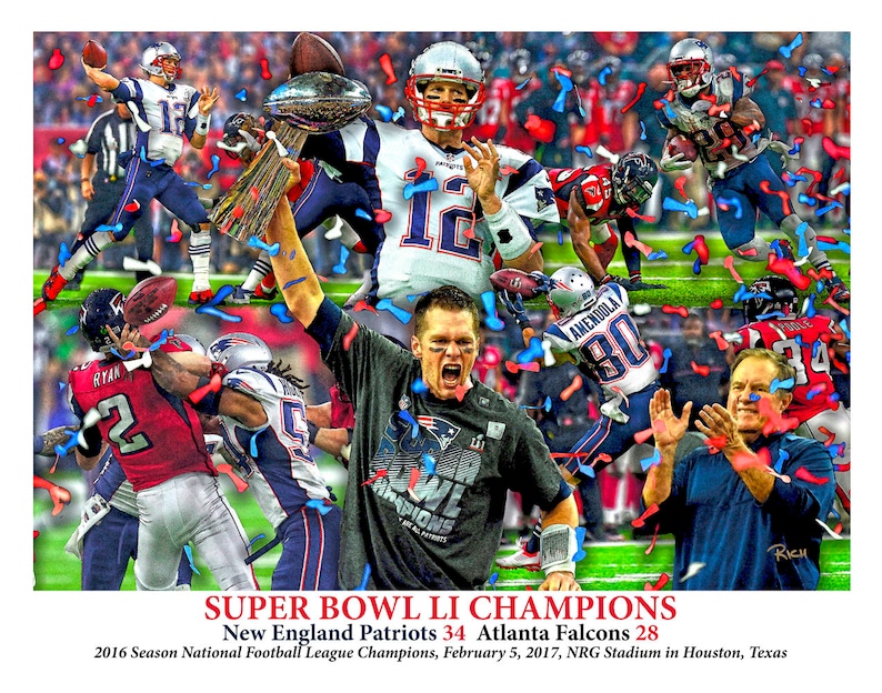 New England Patriots Super Bowl Champions 2017 Tom Brady NFL Football ...