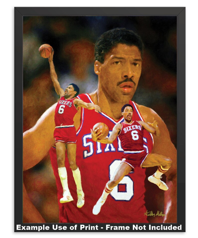 Julius Erving Dr J Philadelphia 76ers NBA Basketball Art Print 11x14 ...