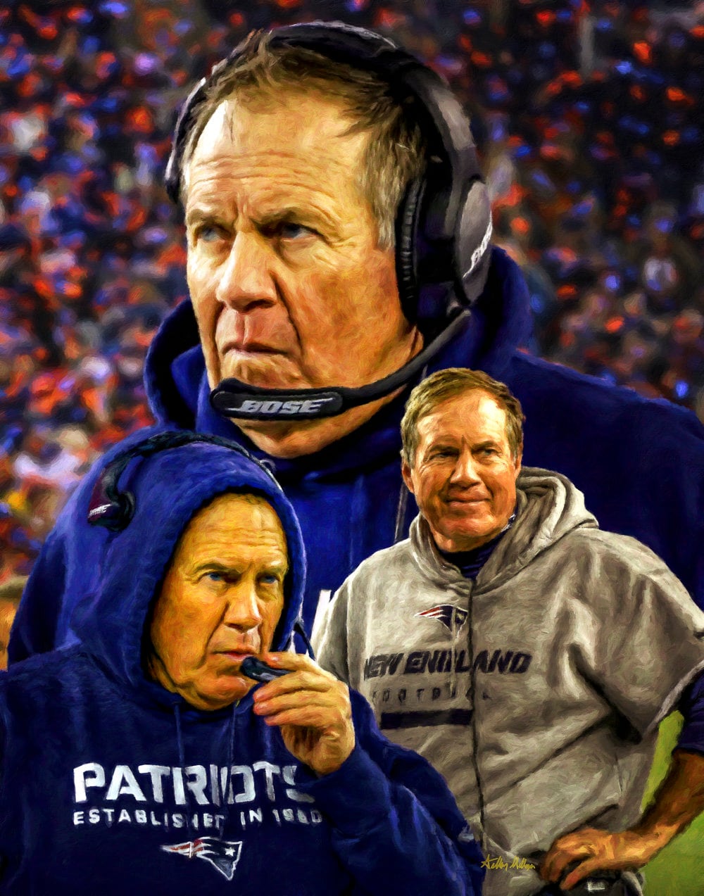 Bill Belichick New England Patriots Head Coach NFL Football Art Print ...
