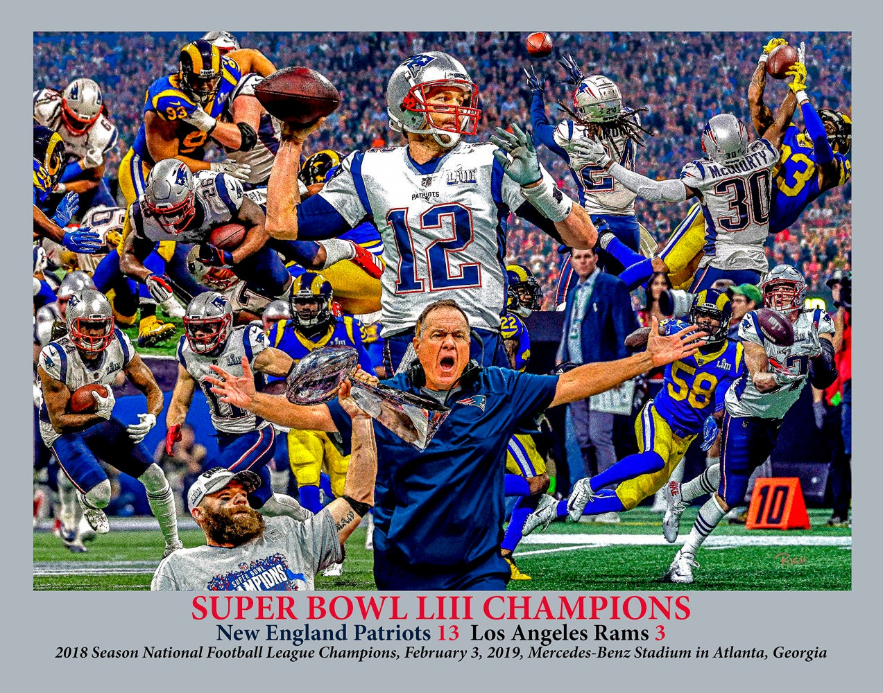 New England Patriots Super Bowl LIII Champions 2019 Tom Brady NFL ...