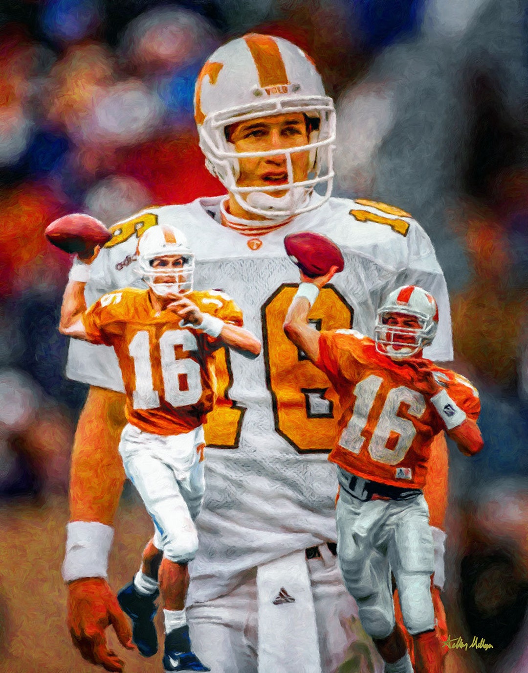 Peyton Manning Tennessee Volunteers UT Vols QB Quarterback Art 3 8x10 ...
