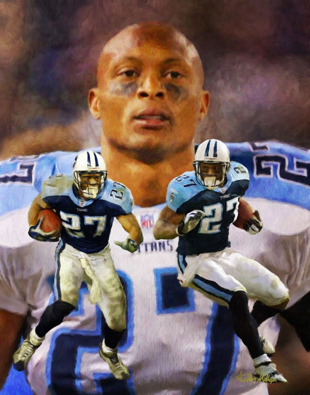 Eddie George Tennessee Titans Running Back Art 1 8x10 48x36 - Etsy España