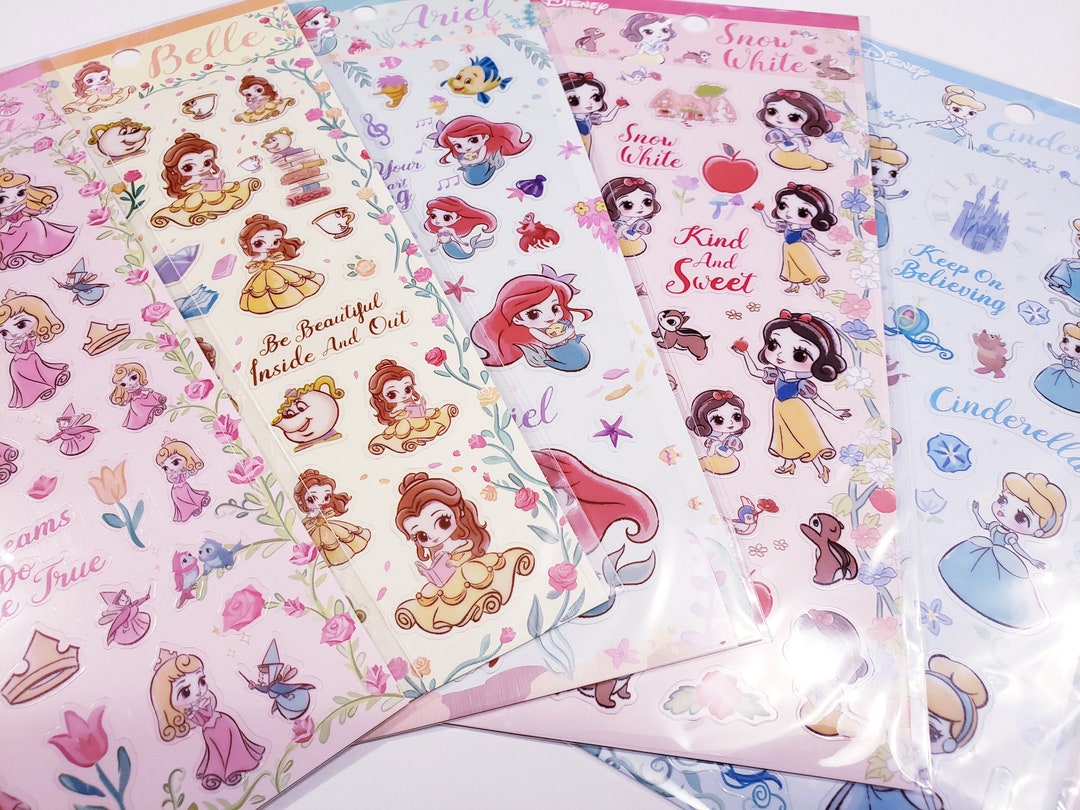 Disney Princess Clear Sticker Sheet | Belle | Cinderella | Aurora ...