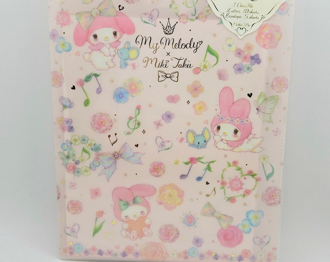 My Melody X Miki Takei Letter Set With Clear Folder Pink Floral Cute ...