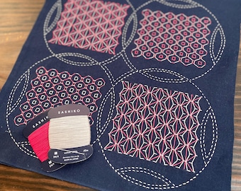 SASHIKO Kugurisashi for Dish Towel ASAGAO Cloth or Cloth & Yarns - Etsy