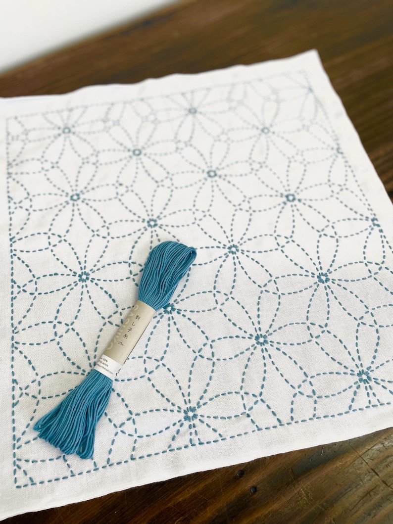 SASHIKO for dish towel "HANAZASHI" -- Stitch flowers-- cloth or cloth ...